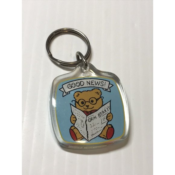 Accessories | Vintage Good News Teddy Bear Newspaper Keychain Key Ring ...